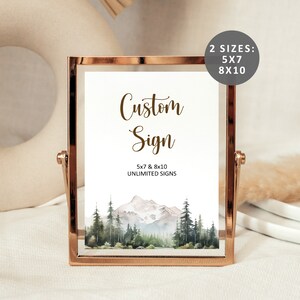 Editable Forest Mountain Custom Sign 5x7 & 8x10 Wedding Sign Adventure ...
