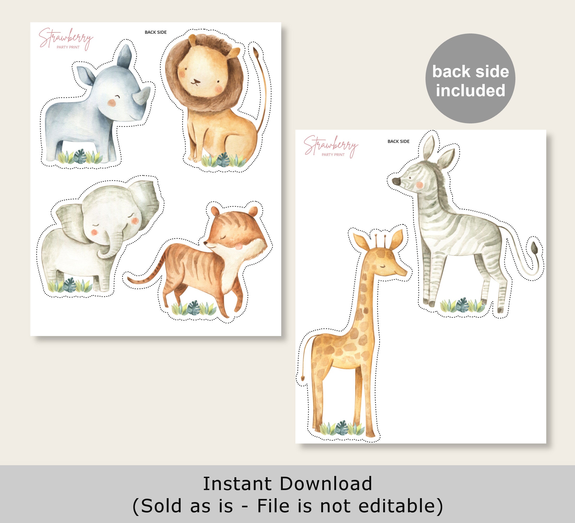 PRINTABLE Safari Jungle Animals Centerpieces Cutout Birthday - Etsy