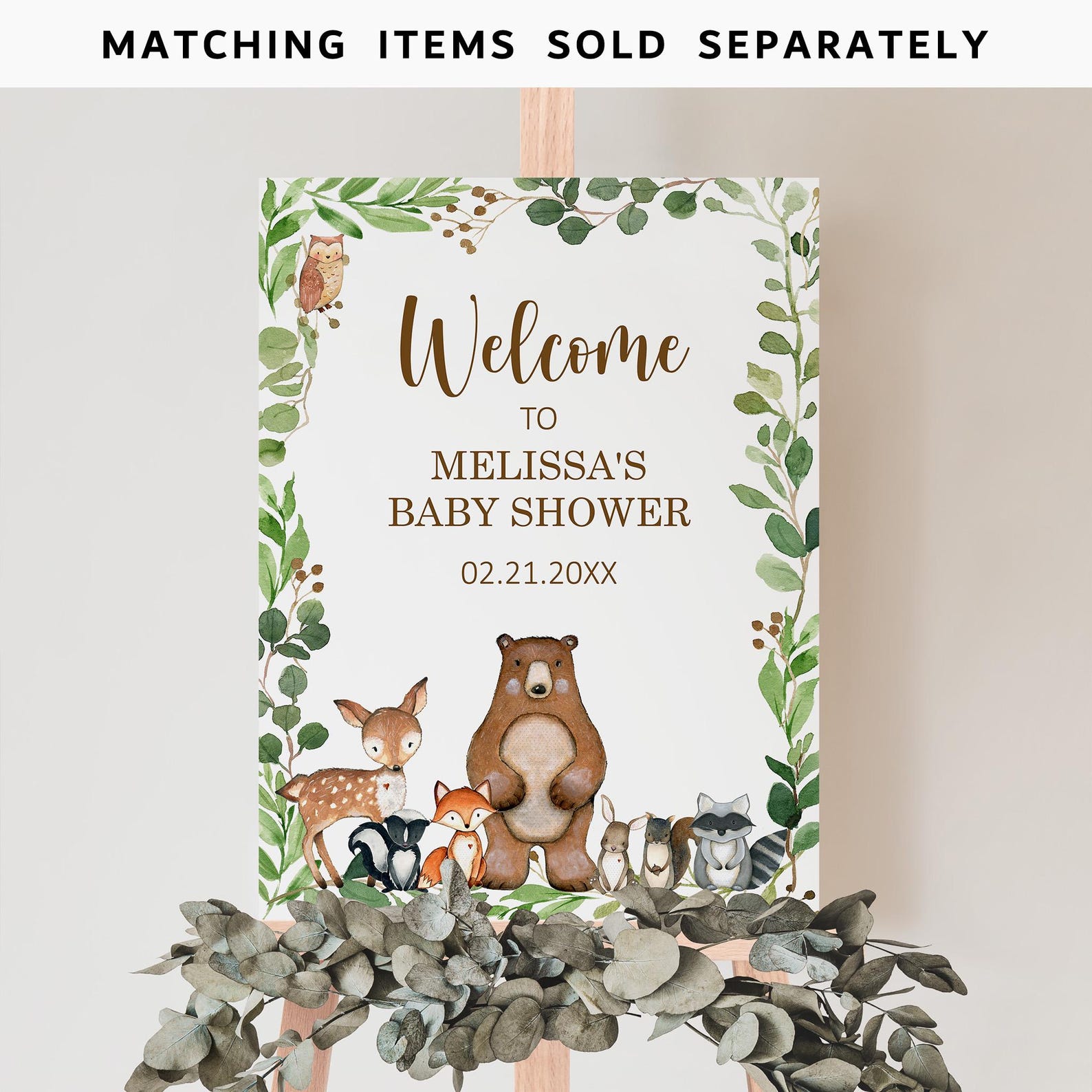 Editable Woodland Animals Banner Greenery Forest Animals Banner ...