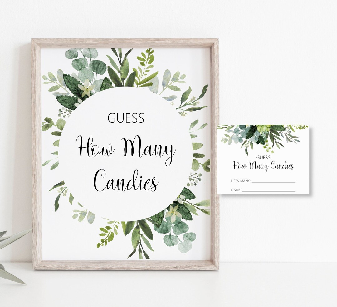 Greenery Guess How Many Candies Game Succulent Eucalyptus - Etsy Canada