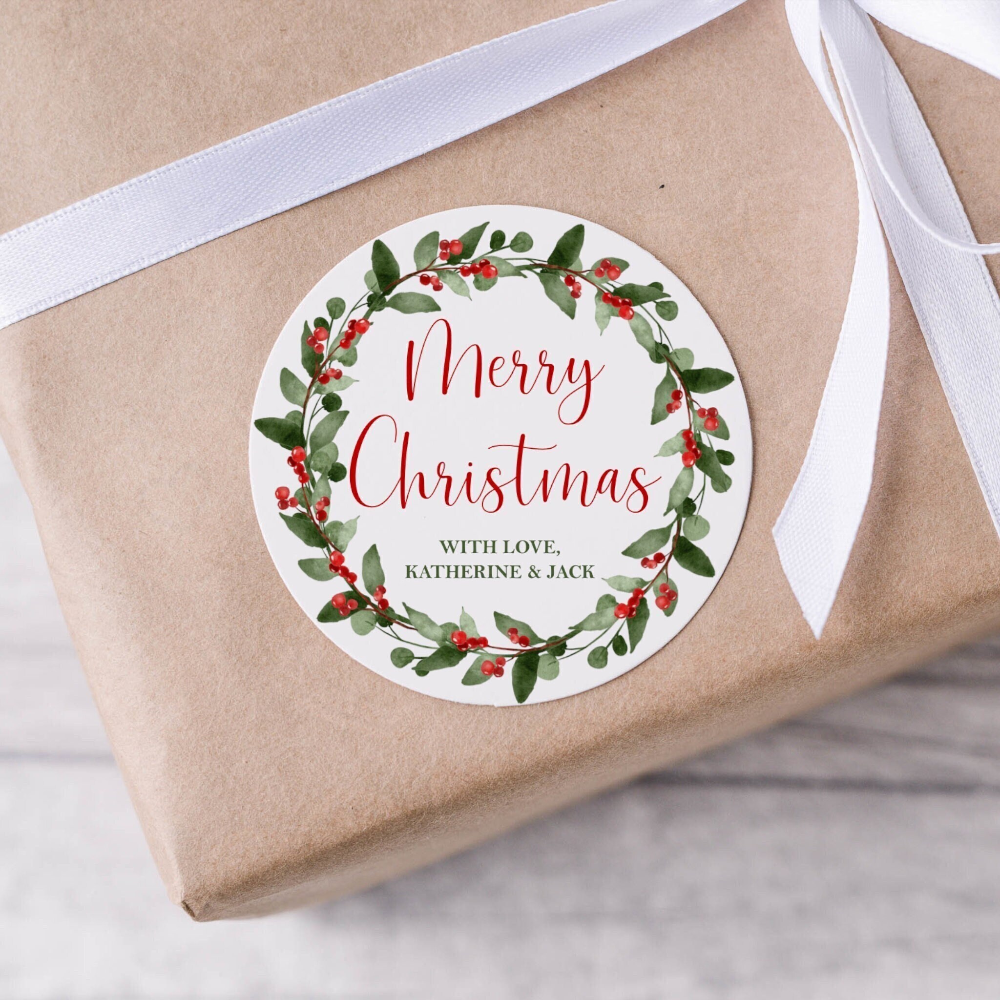 Editable Christmas Gift Tags Stickers Round Labels Holiday Favor Tag ...