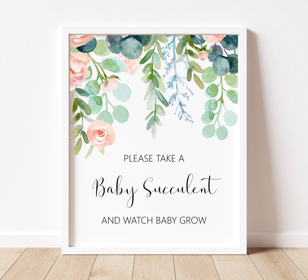 Watch Baby Grow Sign Succulent Favor Sign Baby Shower Sign Printable ...