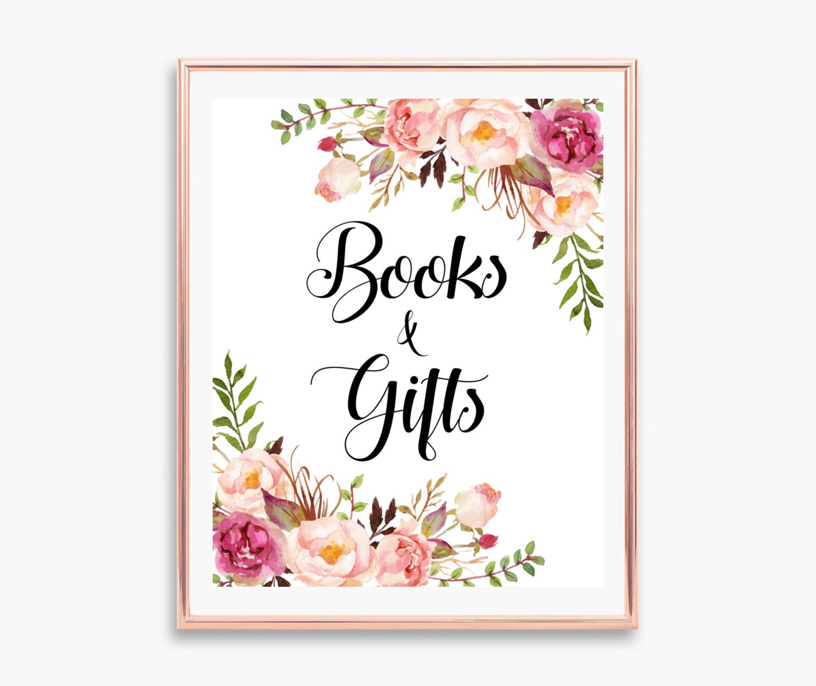 Pink Floral Books & Gifts Sign Gift Table Sign Printable Boho - Etsy