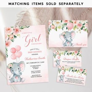 Editable Elephant Baby Shower Banner Pink Elephant Welcome Baby Banner ...