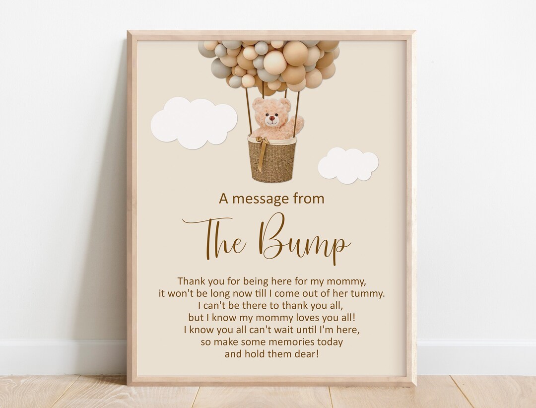 Bear Message From the Bump Sign Teddy Bear Baby Shower We Can Bearly ...