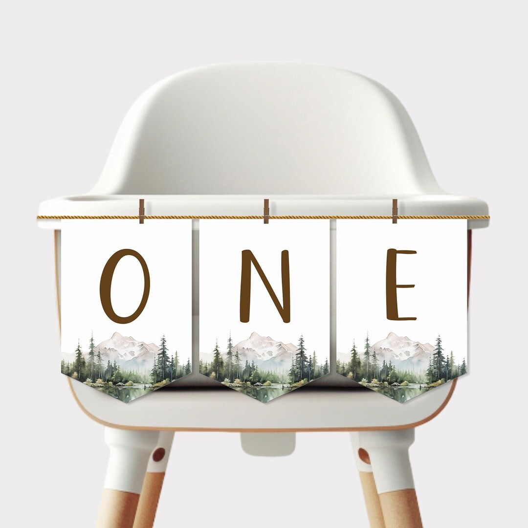 Editable Adventure Birthday High Chair Banner Forest Woodland Birthday ...