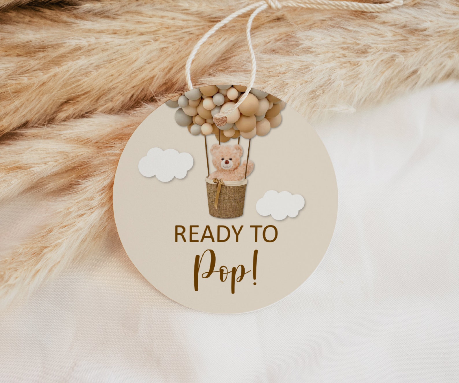 Teddy Bear Ready to Pop Sticker, We Can Bearly Wait Baby Shower Favor ...