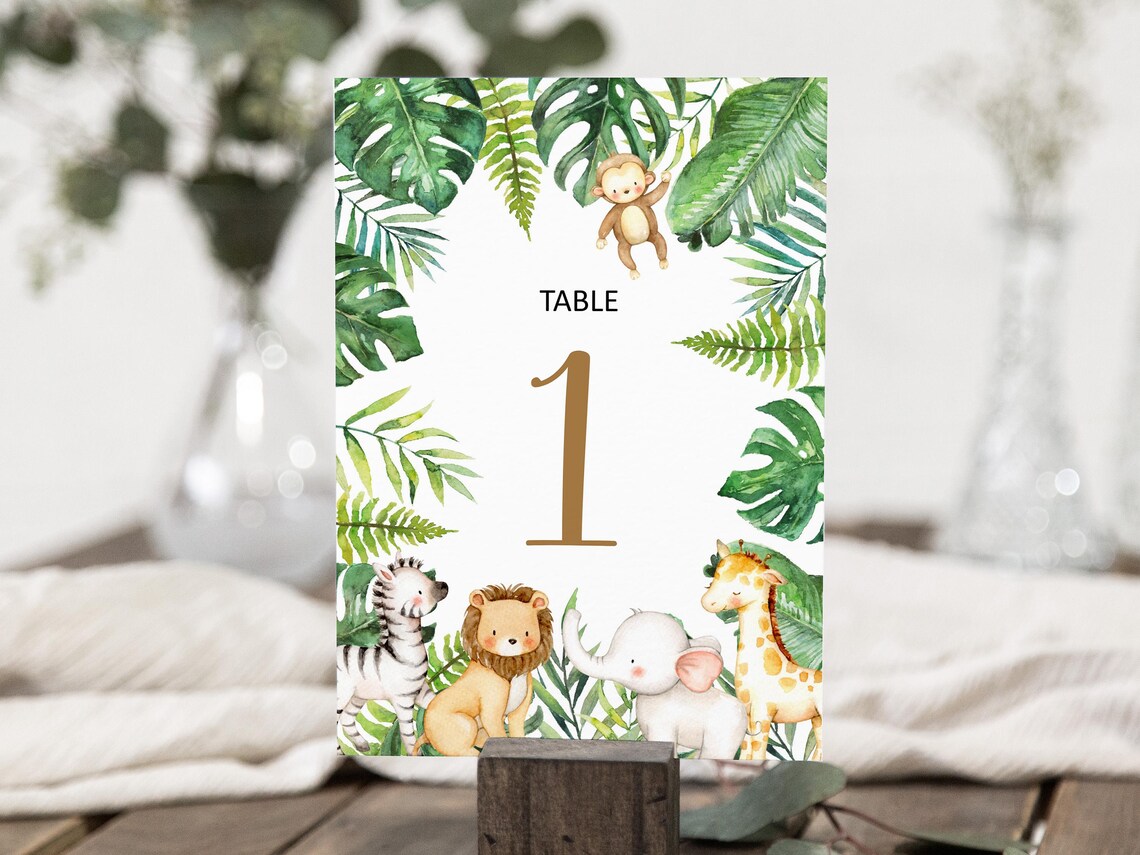 Editable Jungle Safari Table Numbers Safari Baby Shower Safari Birthday ...