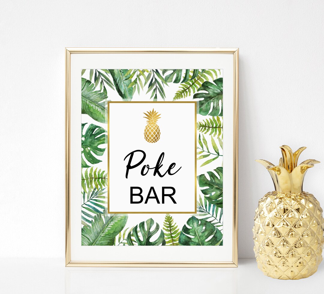 Poke Bar Sign Poke Party Hawaiian Luau Party Decorations Tropical Palm ...