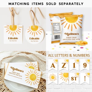 Editable Sun Water Bottle Labels Sun Baby Shower Little Sunshine ...