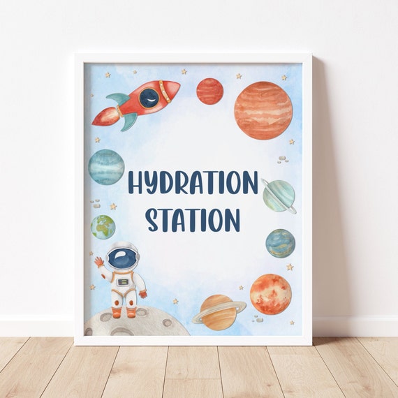 Planets Space Hydration Station Sign Outer Space Birthday Galaxy Baby ...