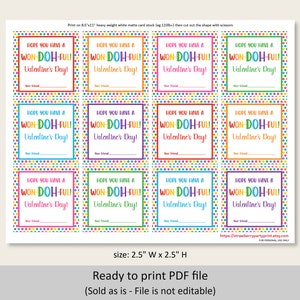 Kids Valentine Tag Play Dough Won Doh Ful Valentines Day Gift Tag Non ...