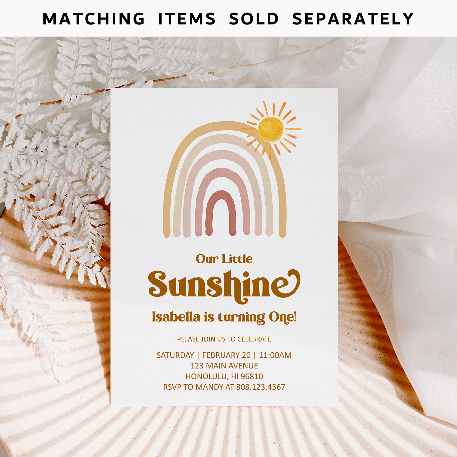 Editable Sunshine Rainbow Table Number Boho Party Baby Shower ...