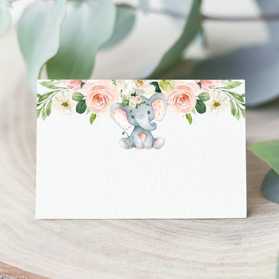 Elephant Editable Place Cards Food Labels Tent Cards Printable - Etsy