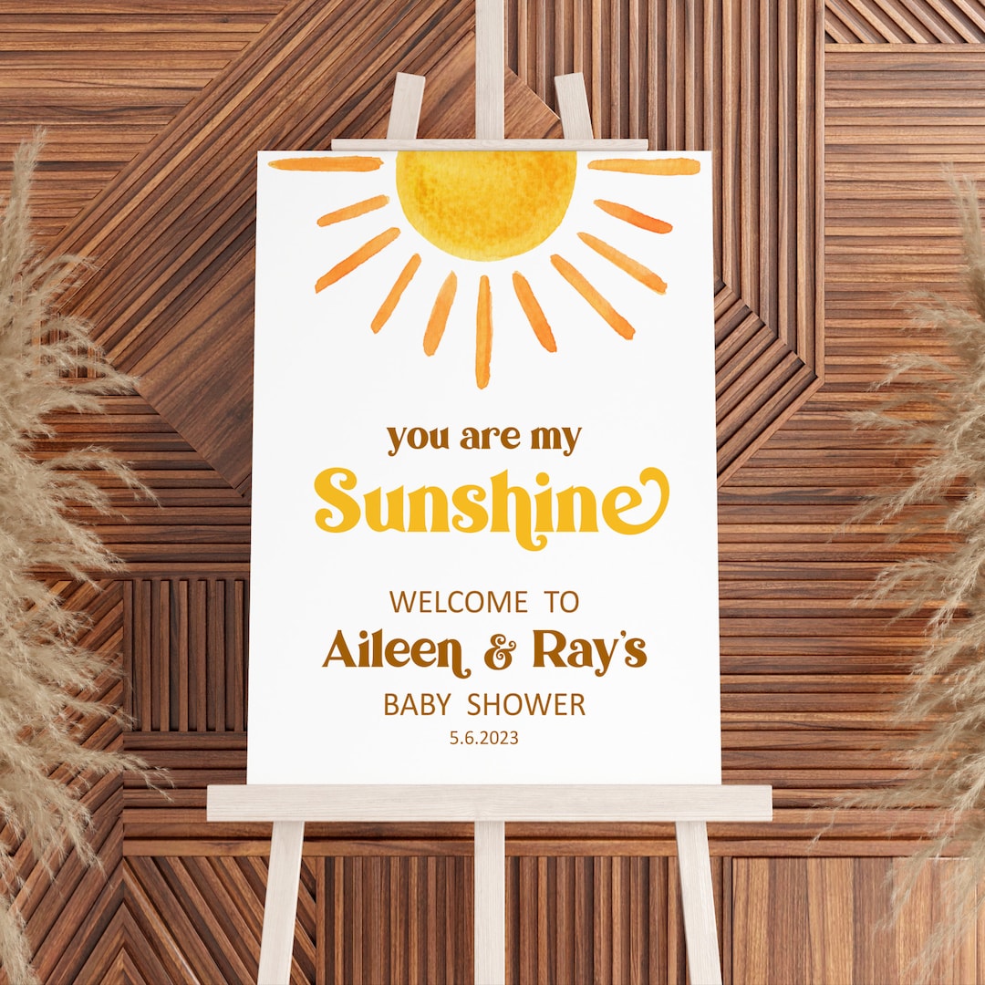CUSTOM Sun Baby Shower Welcome Sign Boho You Are My Sunshine Baby ...