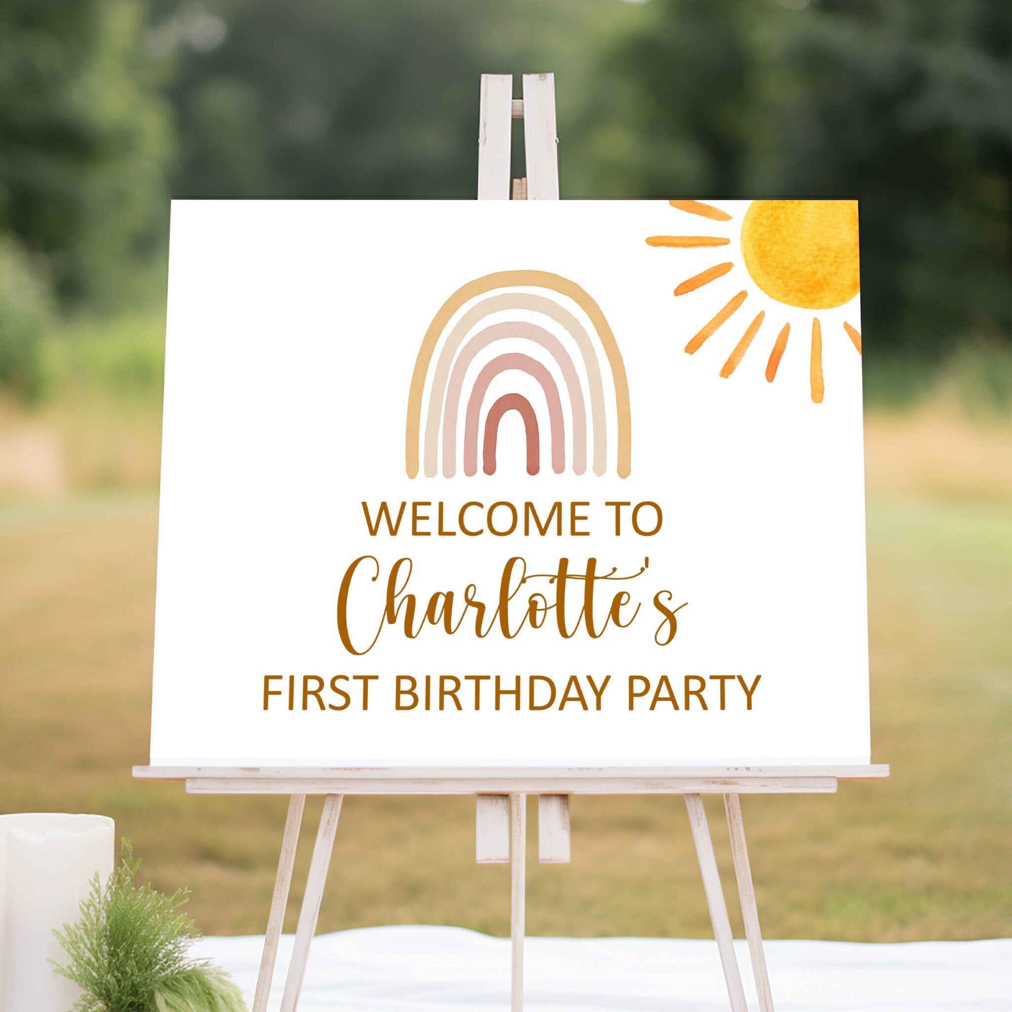 Editable Rainbow Birthday Welcome Sign – Boho Sunshine Trip Around the ...