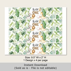 Wild One Birthday Water Bottle Labels Safari Animals Zoo Jungle 1st ...