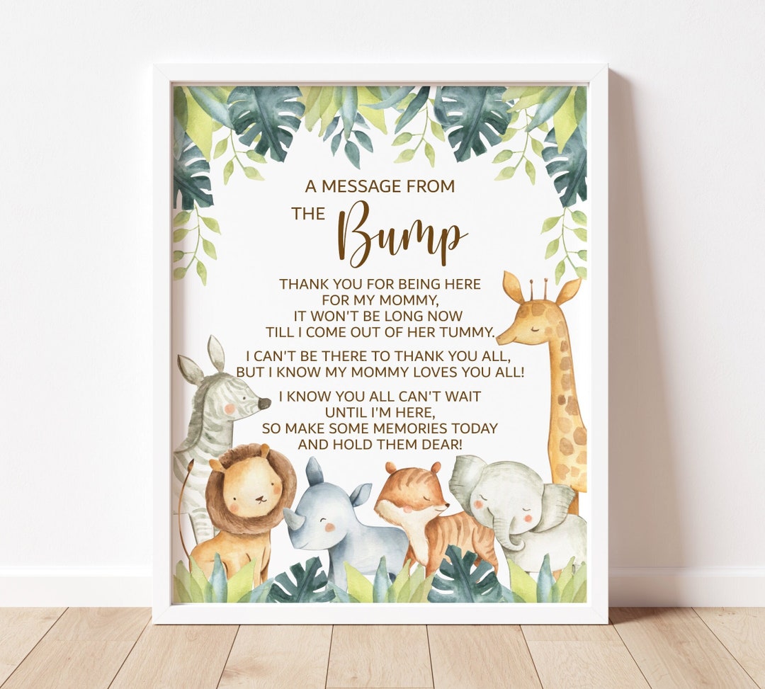 Message From the Bump Sign Jungle Baby Shower Safari Baby Shower ...