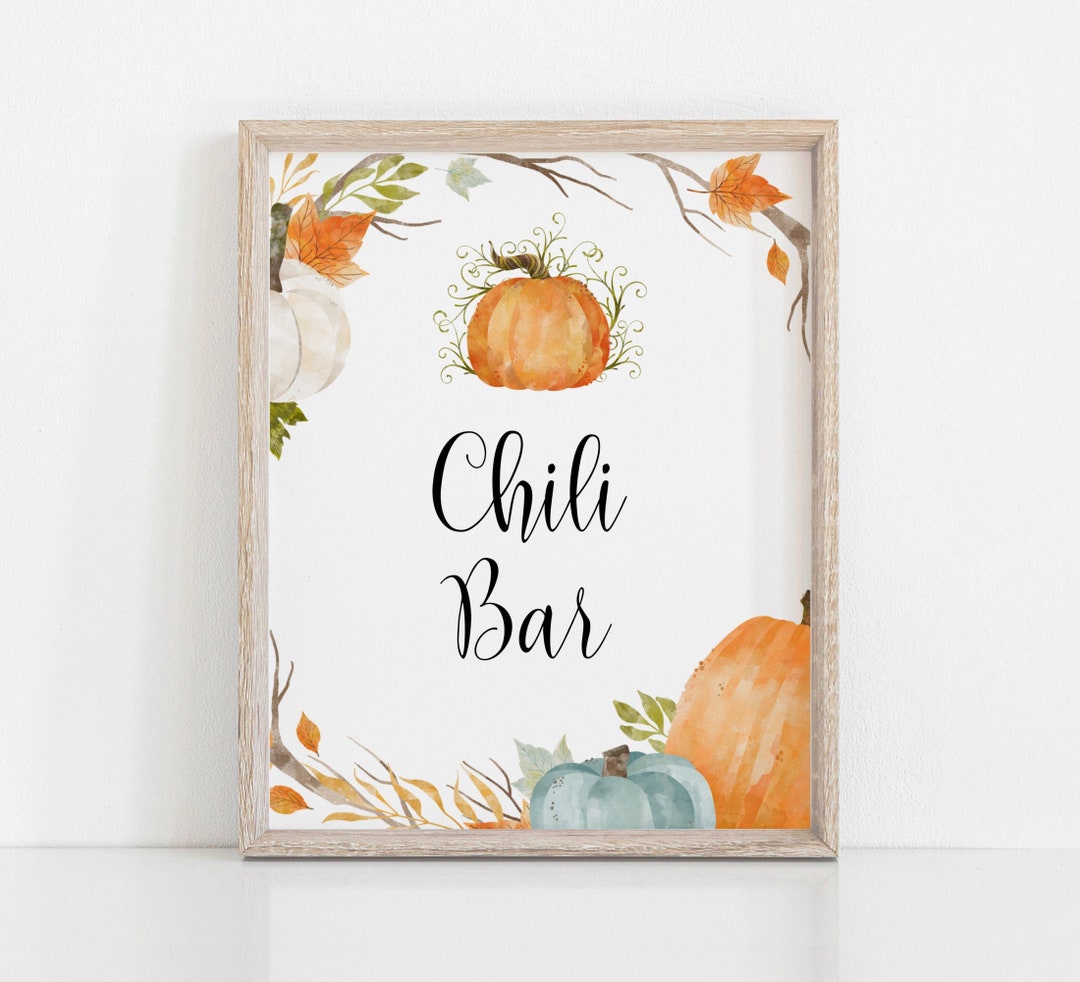 Chili Bar Sign Printable Fall Bridal Shower Baby Shower Fall - Etsy
