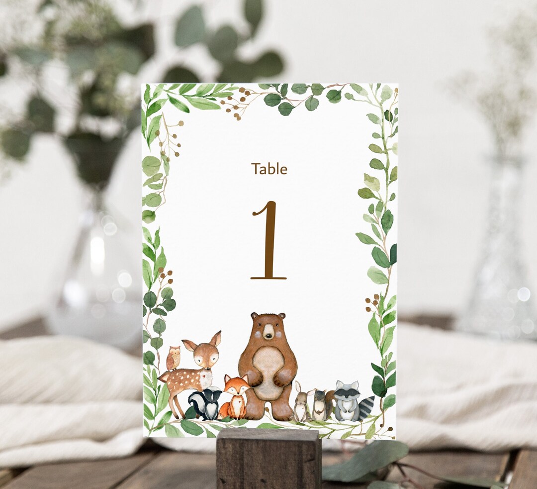 Table Number Cards Woodland Animals Printable Table Numbers - Etsy