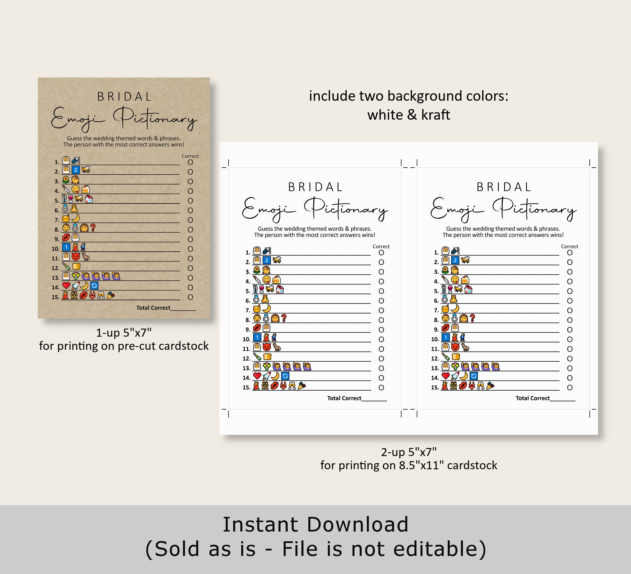 Bridal Emoji Pictionary Game Minimalist Bridal Shower Game - Etsy