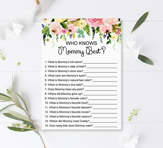 Who Knows Mommy Best Baby Shower Game Printable How Well Do You Know ...