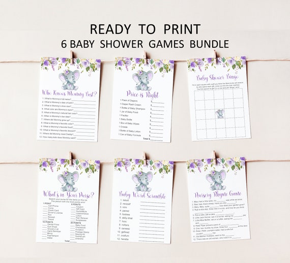 Juegos Para Baby Shower De Niña Elefante Para Imprimir