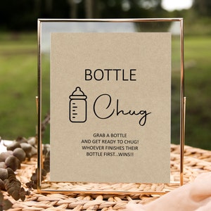 Bottle Chug Game Sign Minimalist Baby Shower Printable NOT Editable C3 ...