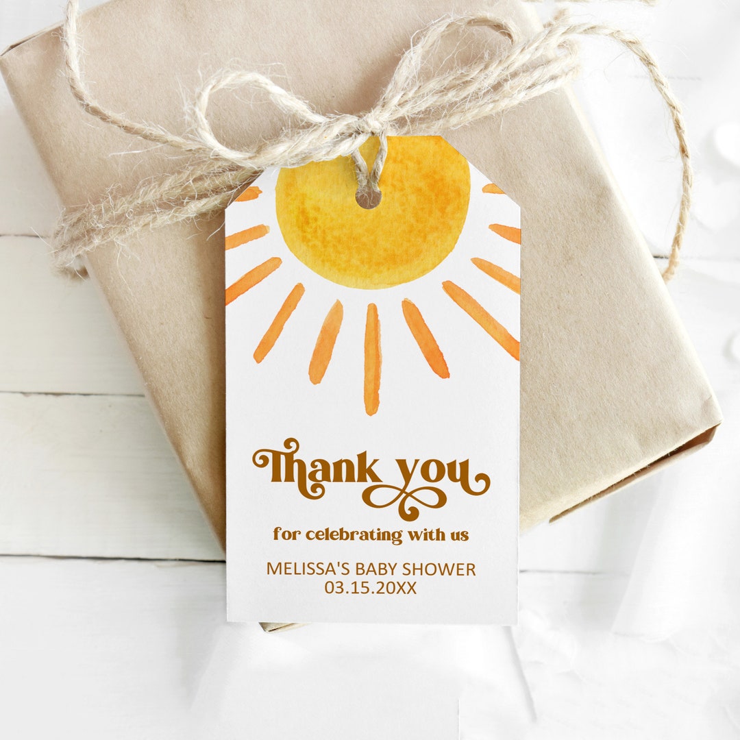 Editable Sun Baby Shower Favor Tags Sun Birthday Thank You Tag Boho ...