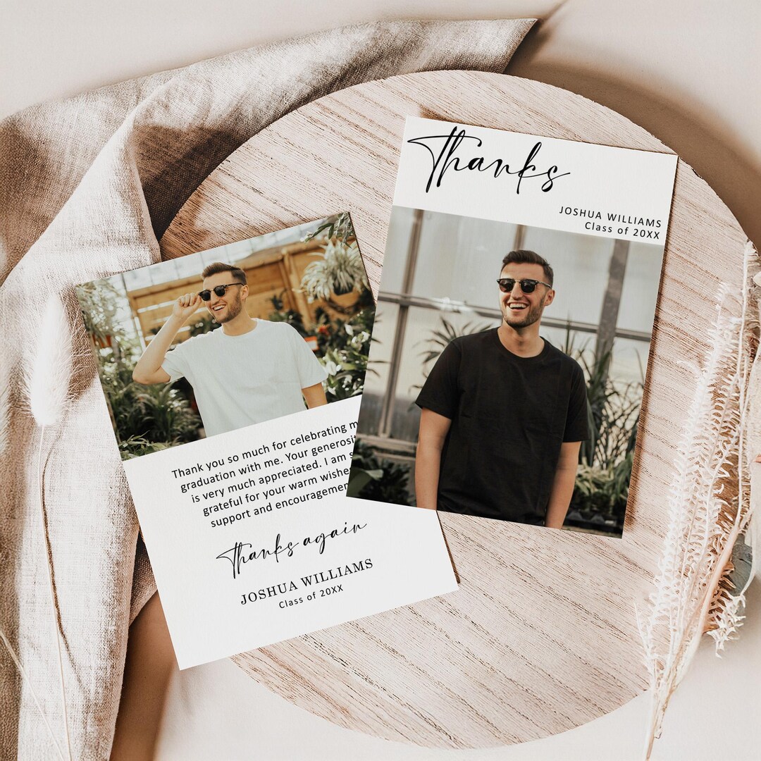 Editable Graduation Thank You Card Photo Grad Thank You Postcard ...