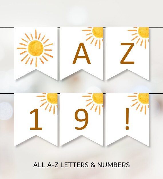 Sun Birthday Banner Sunshine Baby Shower Banner First Trip Around The ...