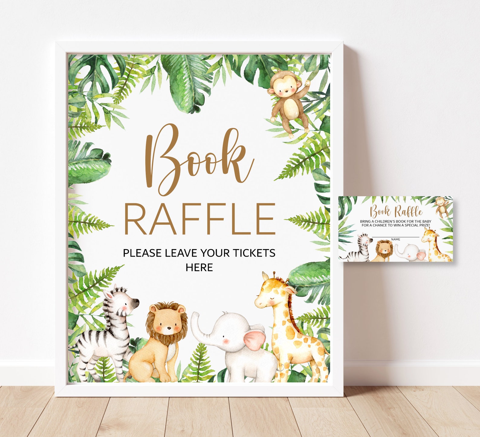 Book Raffle Tickets and Sign Jungle Baby Shower Game Jungle - Etsy