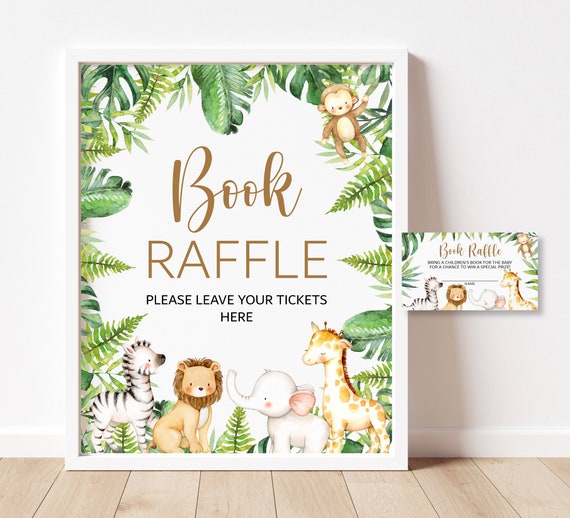 Book Raffle Tickets and Sign Jungle Baby Shower Game Jungle - Etsy