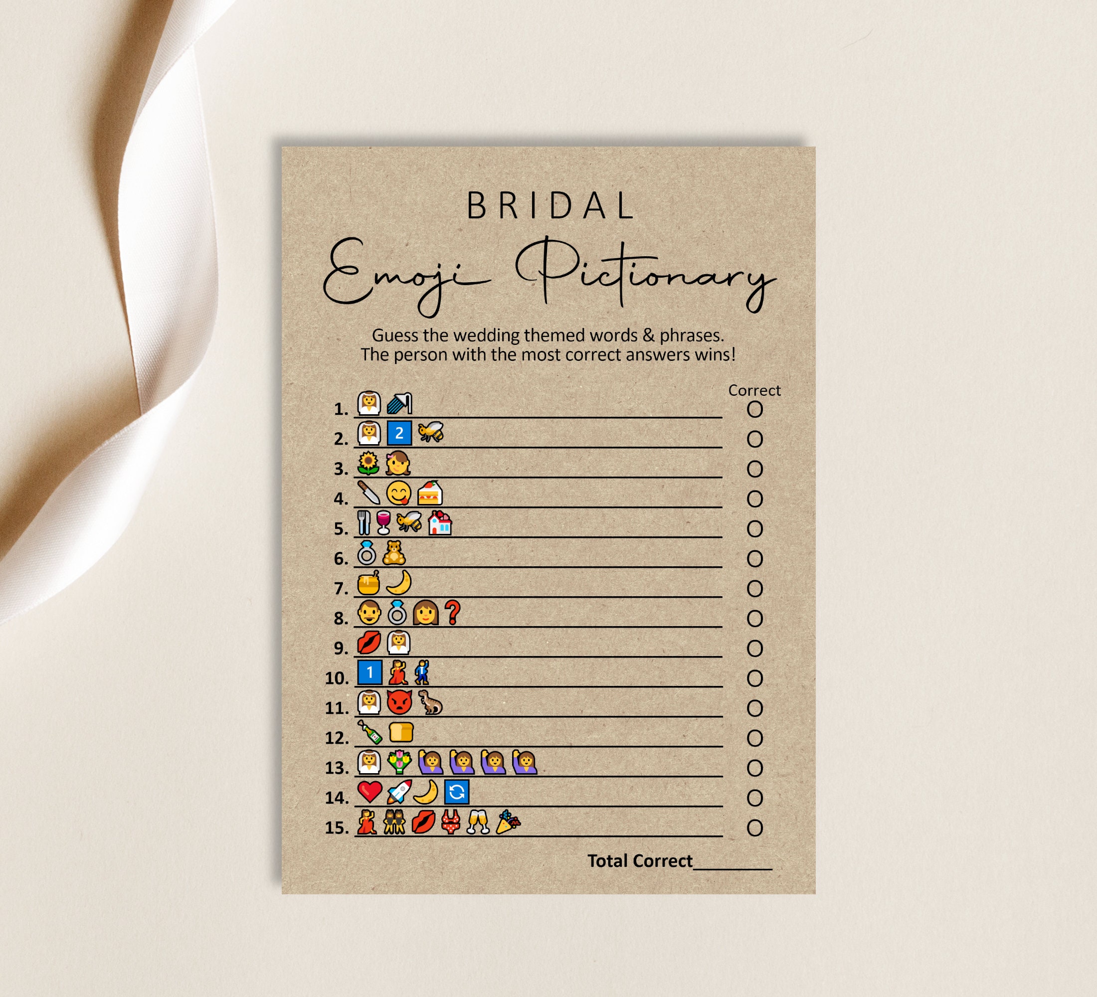 Bridal Emoji Pictionary Game Minimalist Bridal Shower Game - Etsy