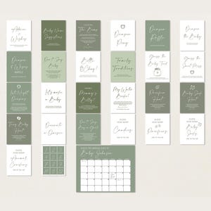 Editable Sage Green Baby Shower Games Bundle Minimalist Gender Neutral ...