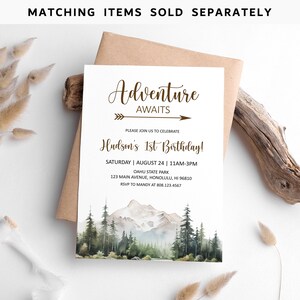 Editable Mountain Adventure Theme Thank You Card Note Card Template ...