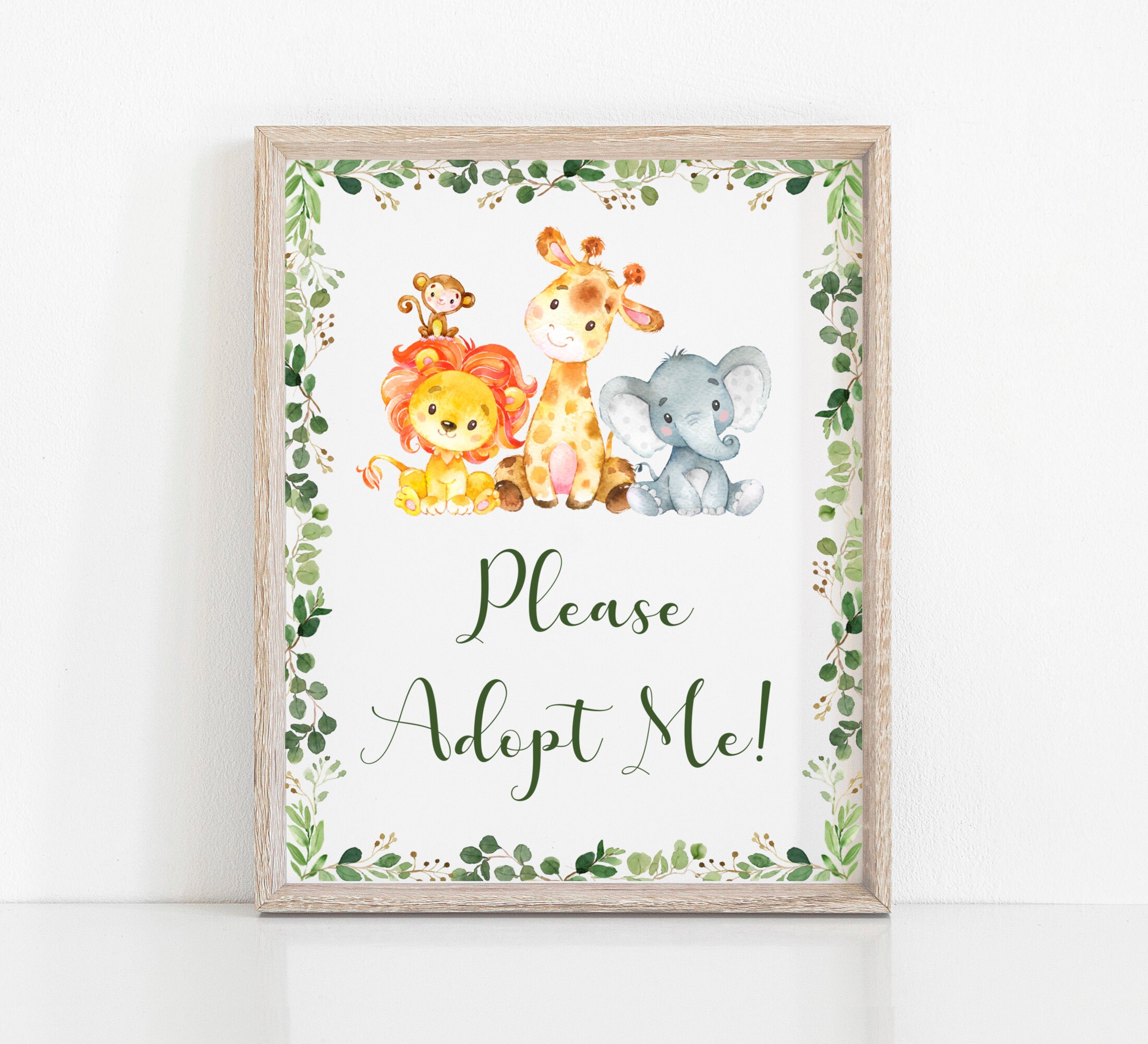 Adopt An Animal Please Adopt Me Sign Jungle Birthday Safari | Etsy