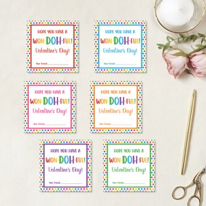 Kids Valentine Tag Play Dough Won Doh Ful Valentines Day Gift Tag Non ...