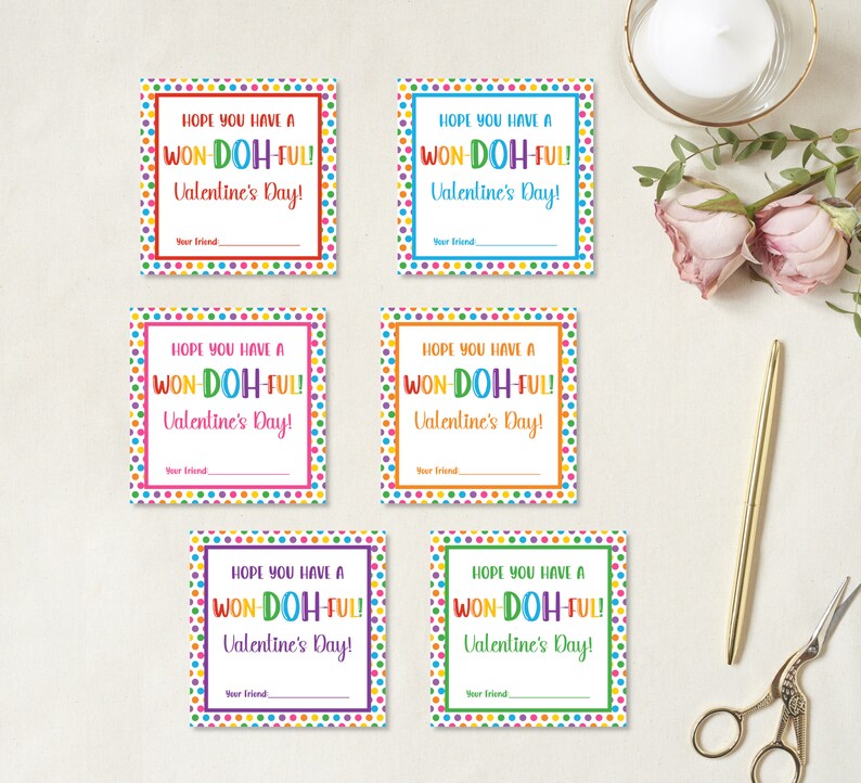 Kids Valentine Tag Play Dough Won Doh Ful Valentines Day Gift - Etsy