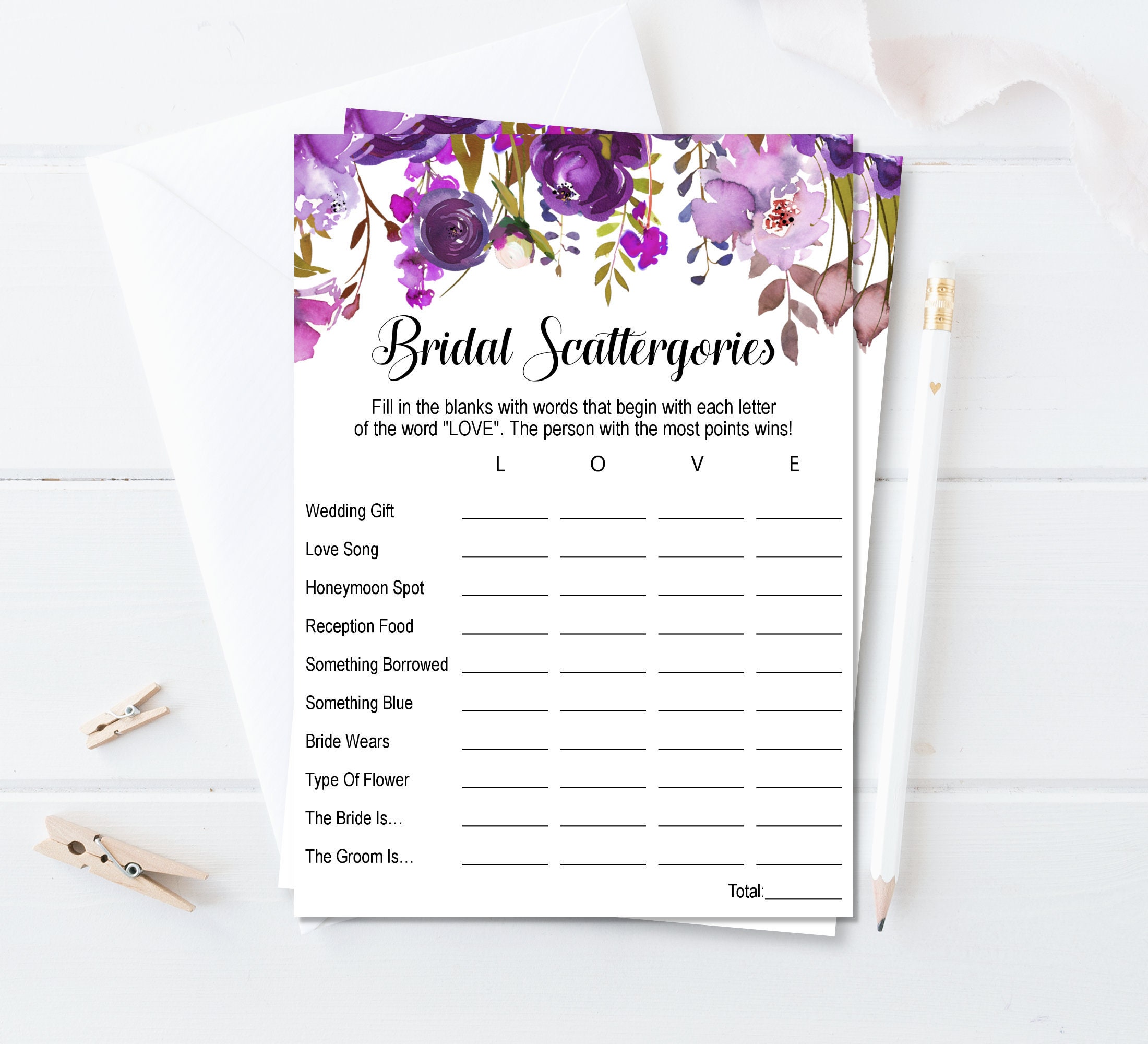 Printable Bridal Shower Games Printable Printable Purple Floral ...