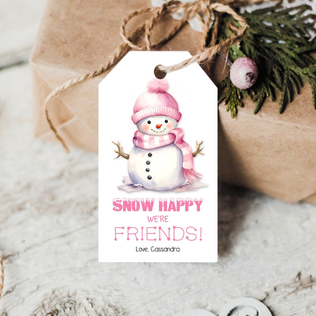 Editable Snow Happy We're Friends Christmas Gift Tag Snowman Tag ...