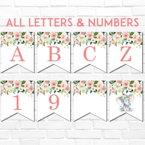 Elephant Printable Banner Alphabet A-Z & Numbers Birthday Baby - Etsy