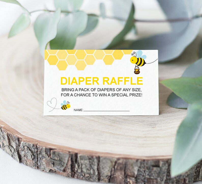 Bee Diaper Raffle Tickets Diaper Raffle Cards Bumble Bee Mommy | Etsy