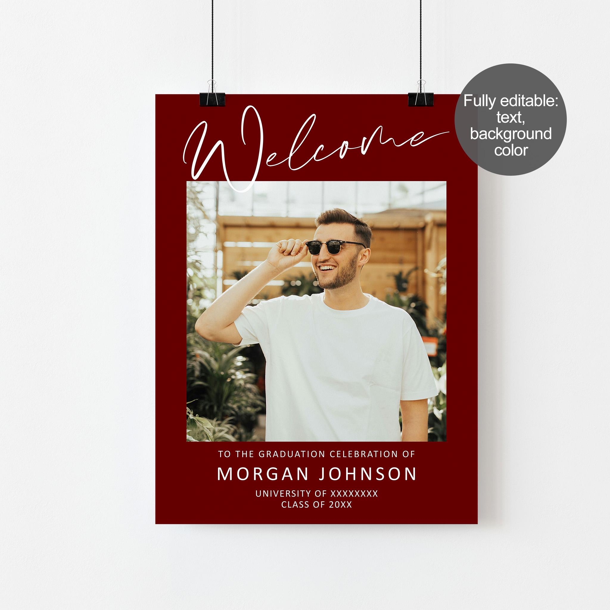 Editable Grad Party Welcome Sign Graduation Welcome Sign With Photo ...