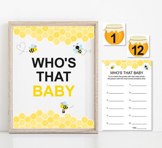 Who's That Baby Picture Game Bee Baby Shower Game Bumble | Etsy Hong Kong