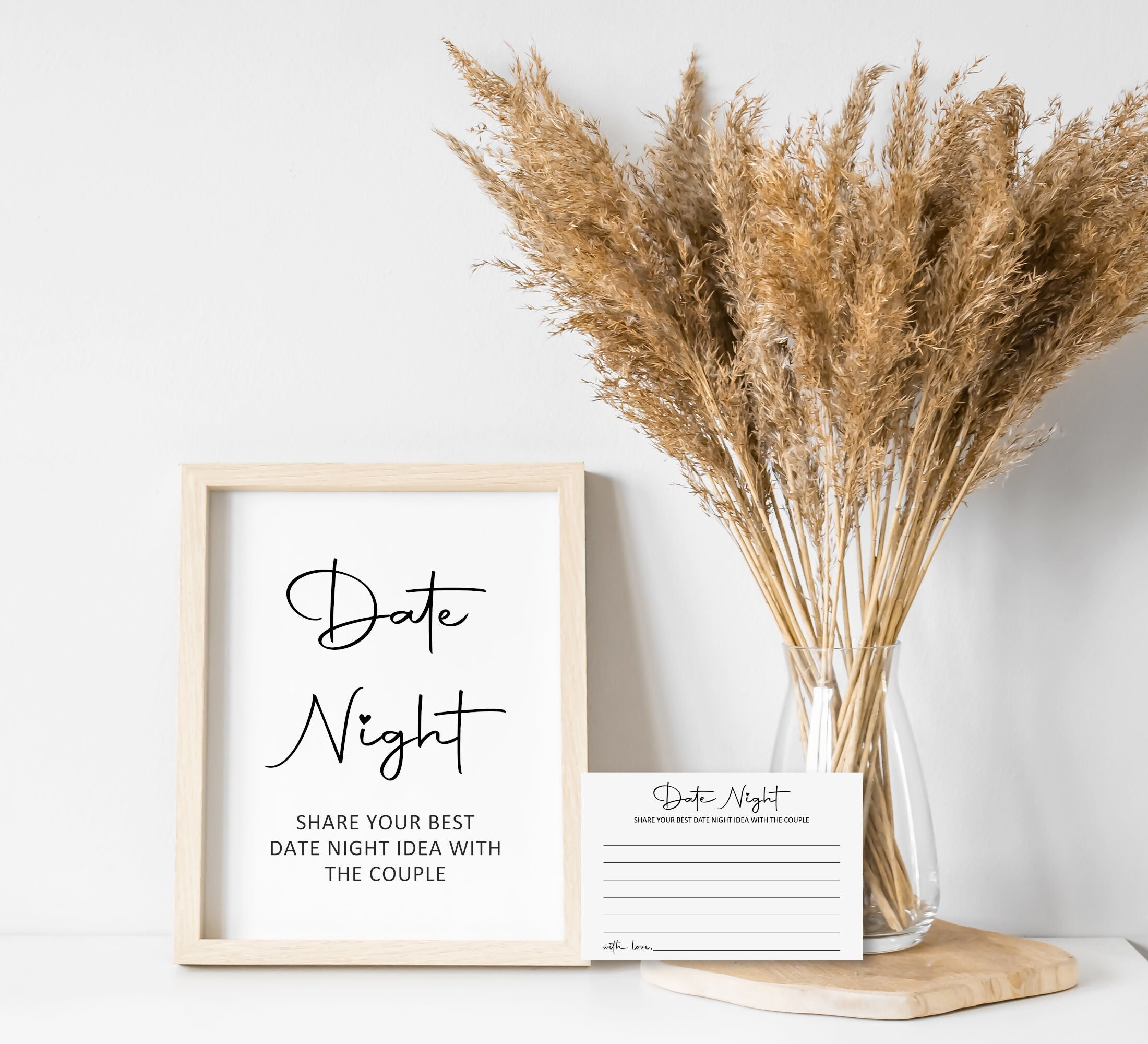 Date Night Cards and Sign Printable Kraft Minimalist Couple - Etsy