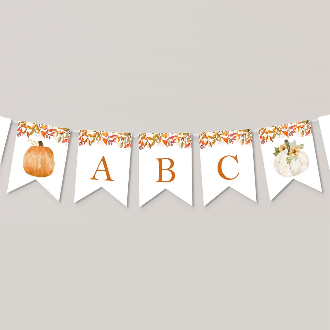 Editable Pumpkin Baby Shower Banner – Printable Fall Party Decoration ...