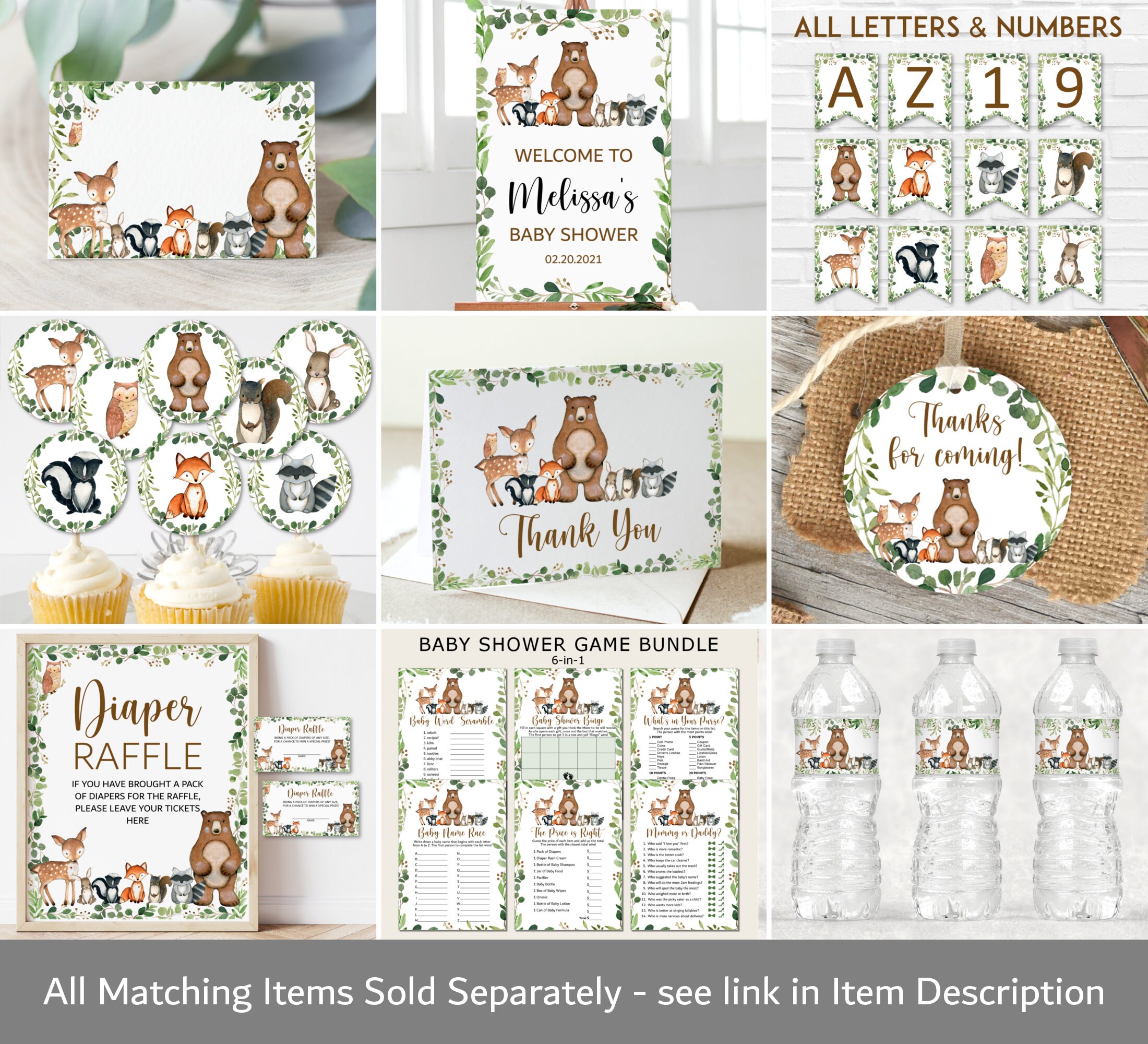 PRINTABLE Woodland Animals Banner Greenery Woodland Baby Shower Banner ...
