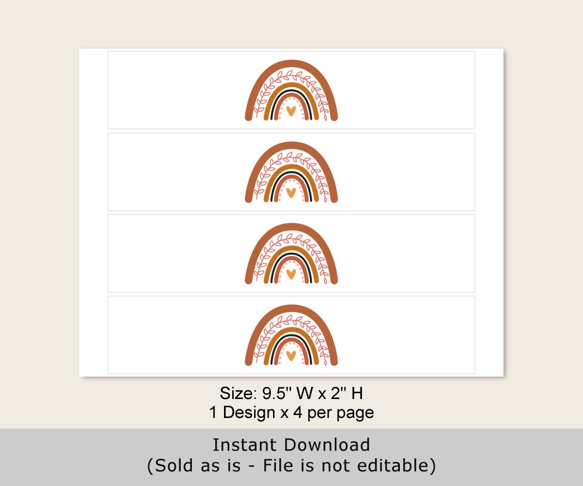 Boho Rainbow Water Bottle Labels Rainbow Birthday Rainbow Baby - Etsy