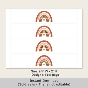 Boho Rainbow Water Bottle Labels Rainbow Birthday Rainbow Baby Shower ...